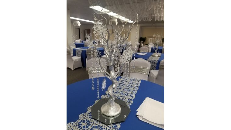 White Branch Centerpieces With Crystals